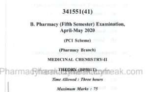 B Pharma 5th Sem Medicinal Chemistry-II CSVTU Question Paper 2020