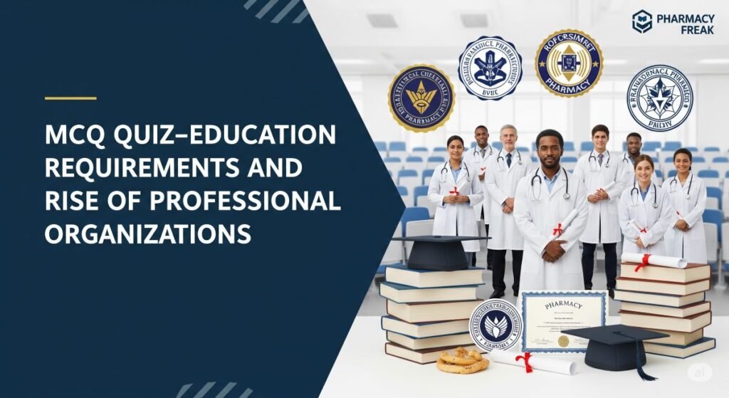 MCQ Quiz: Education Requirements and Rise of Professional Organizations