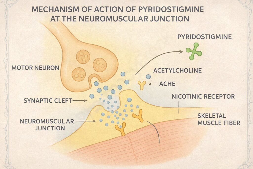 Mechanism of Action of Pyridostigmine