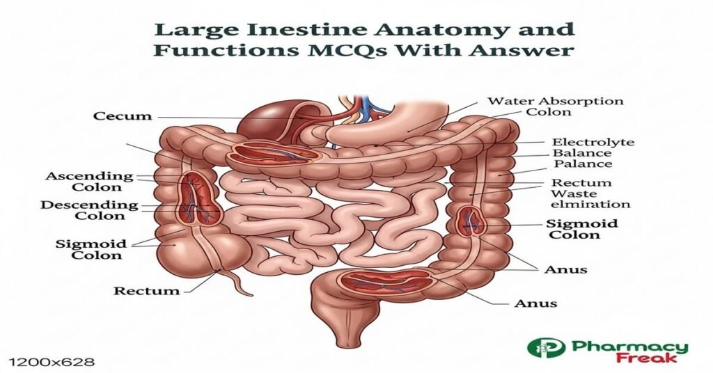 Large intestine anatomy and functions MCQs With Answer