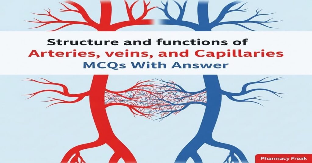 Structure and functions of arteries, veins, and capillaries MCQs With Answer
