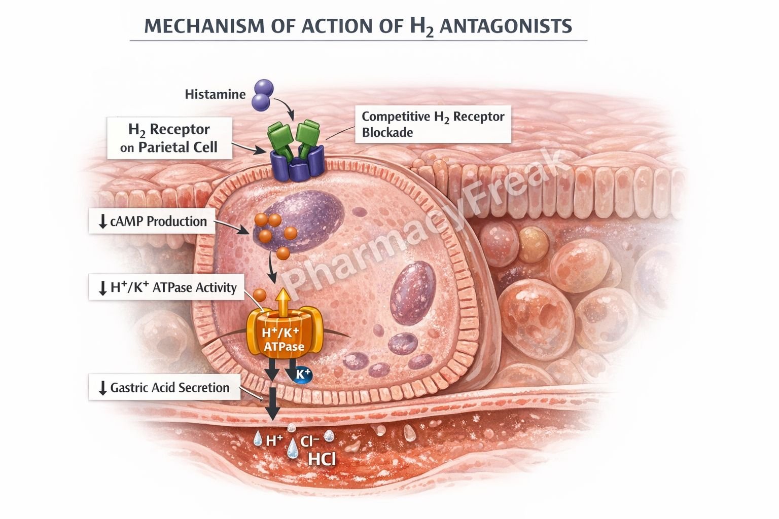 Mechanism of Action of H2 Antagonists